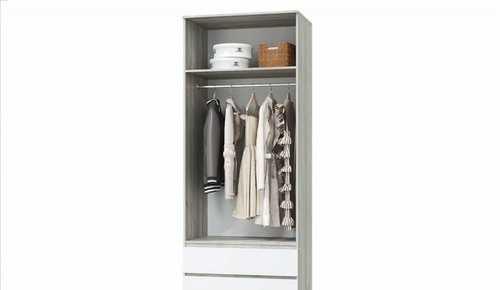 Шкаф «Лори» для одежды 2х дв. с ящ. дуб серый/бел