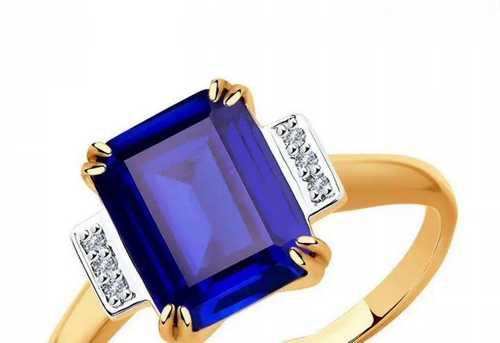 Золотое кольцо с бриллиантом и корундом новое