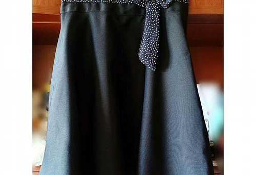 Новая темно-синяя школьная нарядная юбочка 128-134