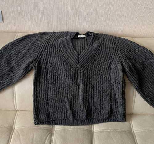 Свитер oversize женский c треугольным вырезом разм
