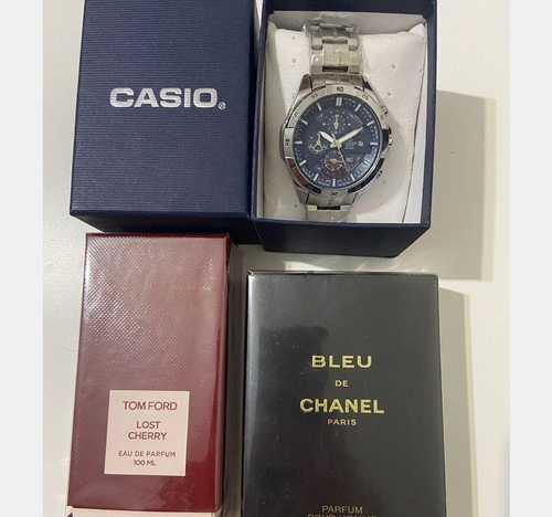 Духи Tom Ford, Blue De Chanel, часы Casio