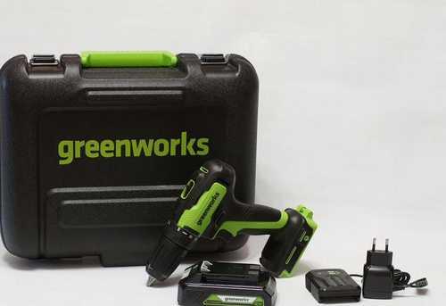 Шуруповерт greenworks GD24DD35K2, 24 В, 35 Нм