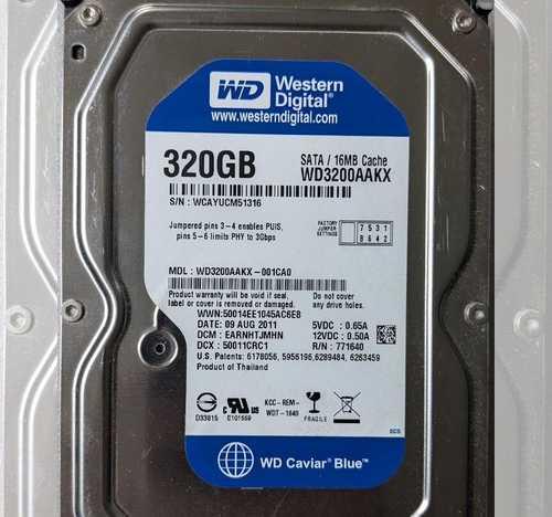 Жесткий диск HDD WD3200 Caviar Blue 320 Gb