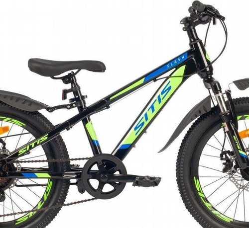 Велосипед sitis flash 20" 7sp (2023) Black-Green-B