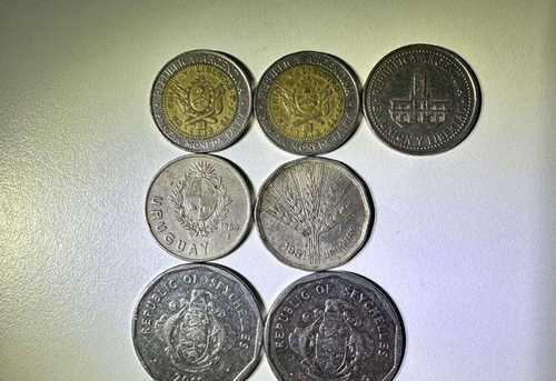 Монеты Аргентина, Уругвай,Сейшелы,Новая Зеландия