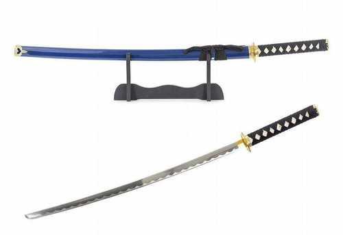 Японский меч катана (синие ножны, гарда «золотое с