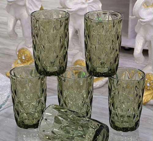 Набор зеленых стаканов, 390 мл, 6 штук
