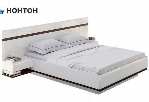 Кровать с тумбами Соло белый / венге / белый гляне
