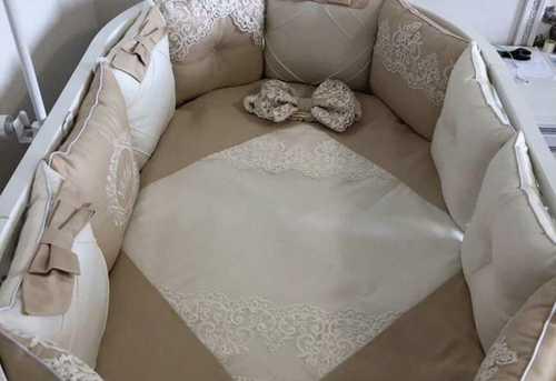 Бортики подушки в кроватку сатин