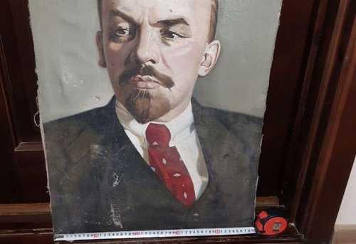 Ленин, картина, масло,флаг СССР