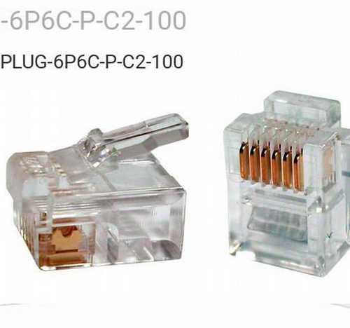 Plug-6P6C-P-C2-100, Коннектор RJ-12 Hyperline plug-6