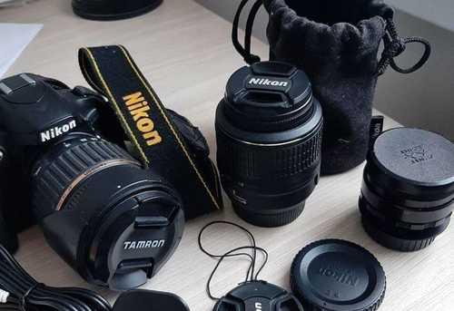 Зеркальный фотоаппарат Nikon D3200 с 3 объективами