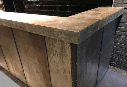 Барная стойка рецепшн прилавок бетон сталь лофт
