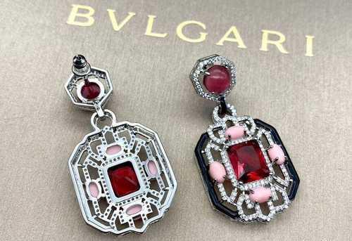 Серьги с цирконами и кораллом Bvlgari