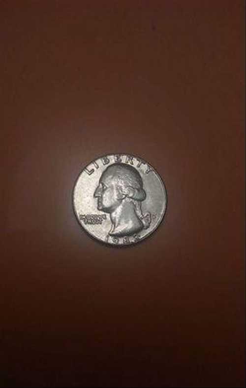 Монета liberty quarter dollar 1982