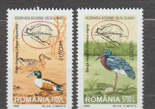 Фауна Птицы 2 чистых серии Румыния 1999, 2003