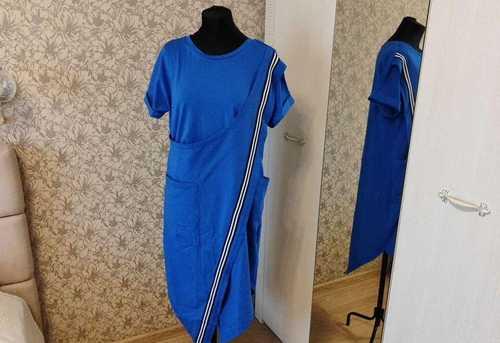 Платье асимметричное оверсайз 52-54 размер синее