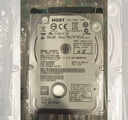 Жесткий диск (HDD) 2,5" hgst 500Gb SATA