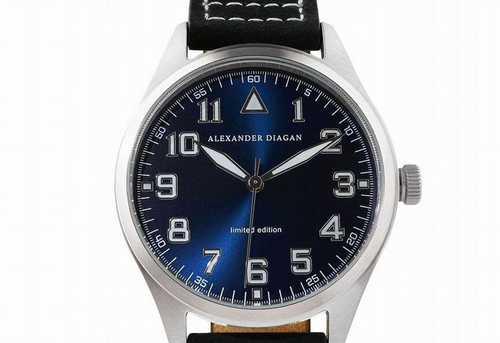 Латунно-синие мужские наручные часы кварцевые