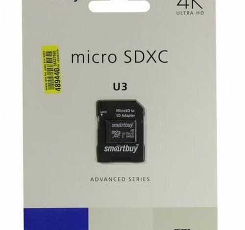 Карта памяти microsdxc 64 Gb SmartBuy U3 V30 A1