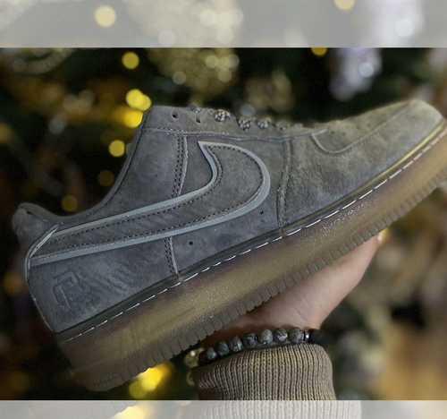 Кроссовки nike air force 1 low grey с мехом