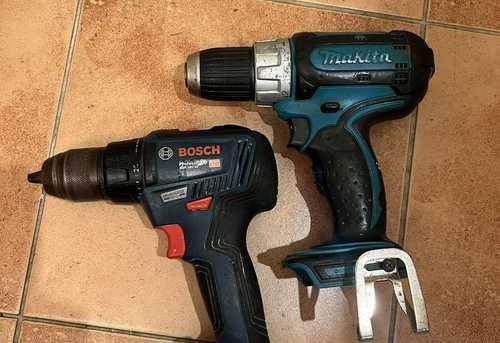 Makita bdf452, bosch grs 18v-li шуруповерты(тушка)