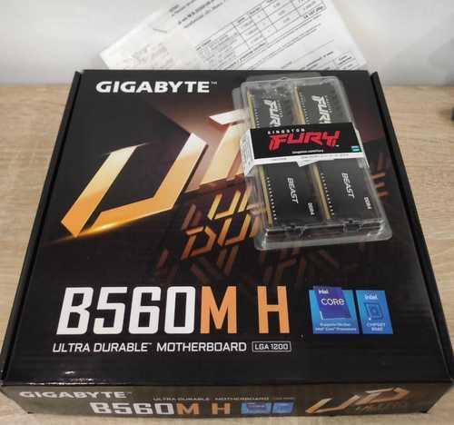 Материнская плата Gygabyte B560M   озу HyperX16Gb