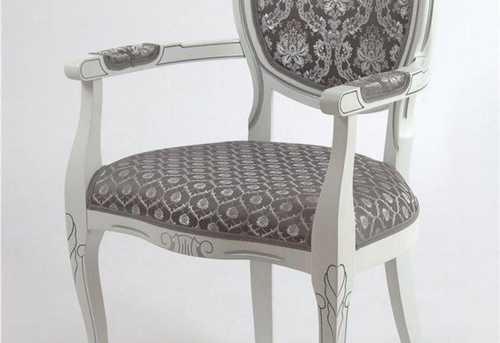 Кресло "Милорд-12" Белый + патина серебреный