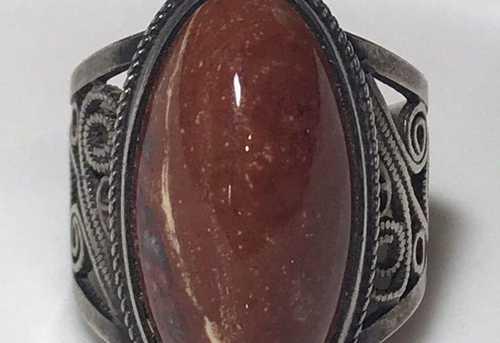 Кольцо серебро СССР с яшмой 916 проба
