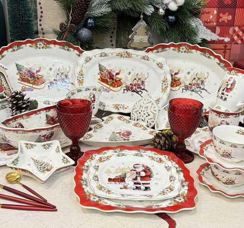 Новогодняя посуда 34 предм в стиле Villeroy&boch