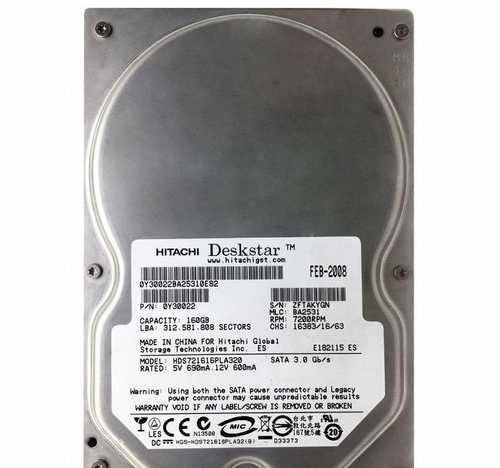 Жесткий диск Hitachi HDS721616PLA320 160Gb