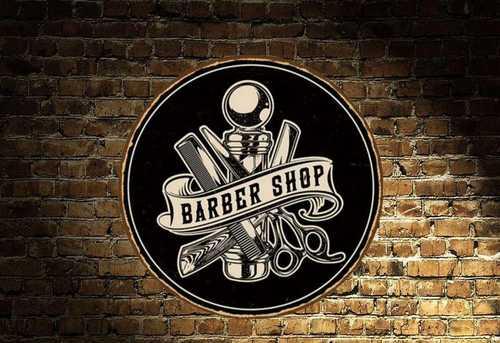 Декоративная металлическая табличка Barbershop