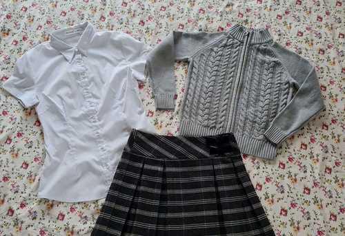 2 кофты, юбка, блузка для школы 128-134-140