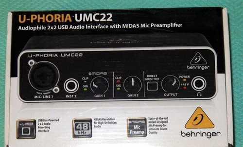 Внешняя звуковая карта Behringer umc22 U-phoria