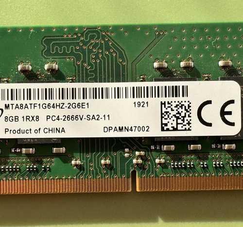 8Gb Micron MTA8ATF1G64HZ-2G6E1 DDR4 2666 sodimm