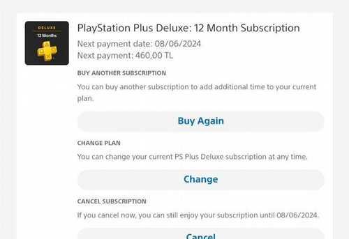 Подписка PS Plus delux до 06.08.2024+игра