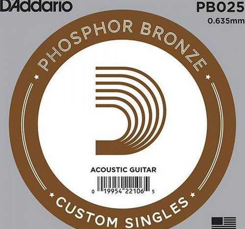 Отдельная струна для гитары.025, D'Addario PB025