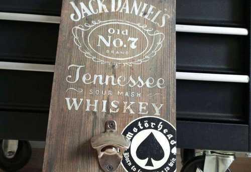 Картина табличка открывалка на доске Jack Daniels