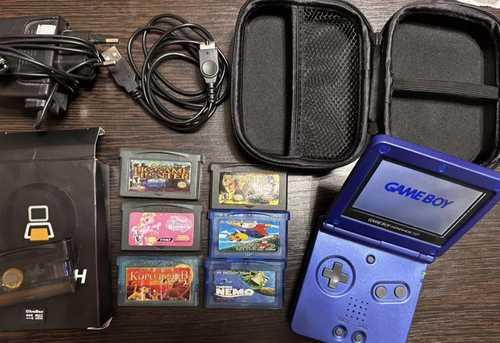 Game boy advance sp с ez-flash + комплект