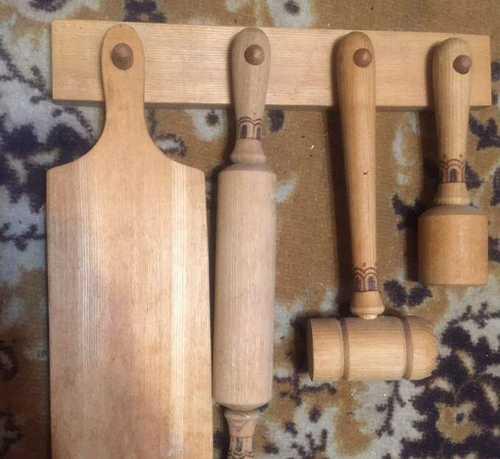 Кухонный набор СССР деревянный, скалка, молоток