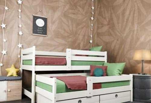 Выдвижная детская кровать с дополнительным местом