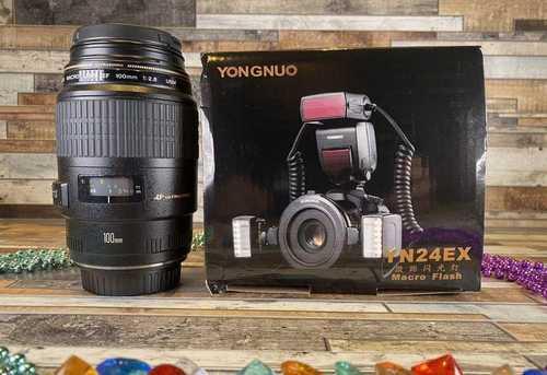 Canon EF 100mm f/2.8 USM+Yongnuo YN24ex Macro TTL