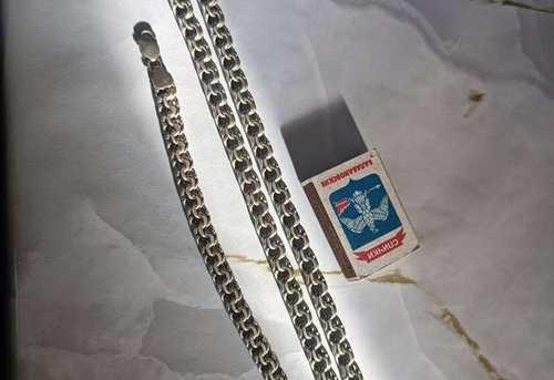 Мужская серебряная цепь с браслетом бисмарк