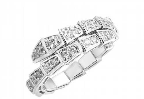 Серебряное кольцо с фианитами «Змея»