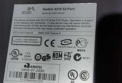 Switch 3COM 4210 52 порта