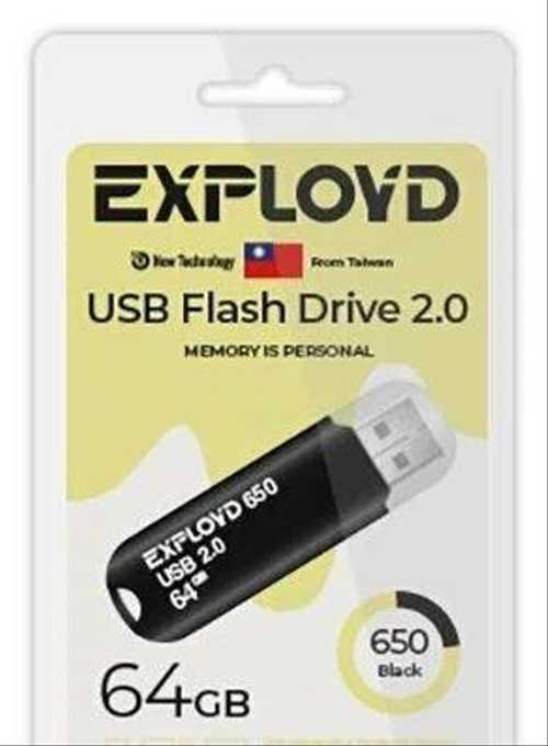 Флеш-накопитель 64Gb Exployd 650, USB 2.0, пластик