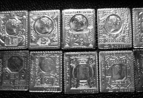 Серебро 999 марки Англии 12шт 1887г Ag водочные