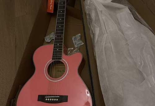 Акустическая розовая гитара Harley Benton