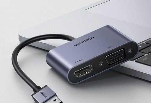Видеоадаптер Ugreen USB 3.0 hdmi+ VGA 1080p