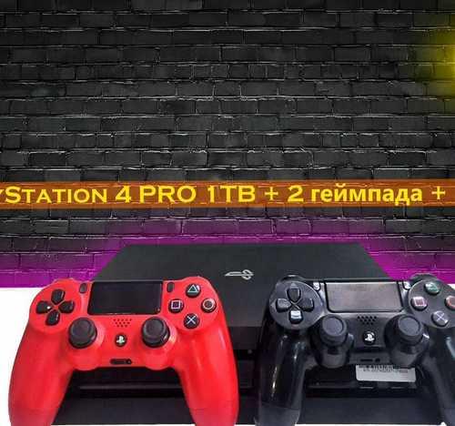 Sony PlayStation 4 pro 1tb   2 геймпада   400 игр